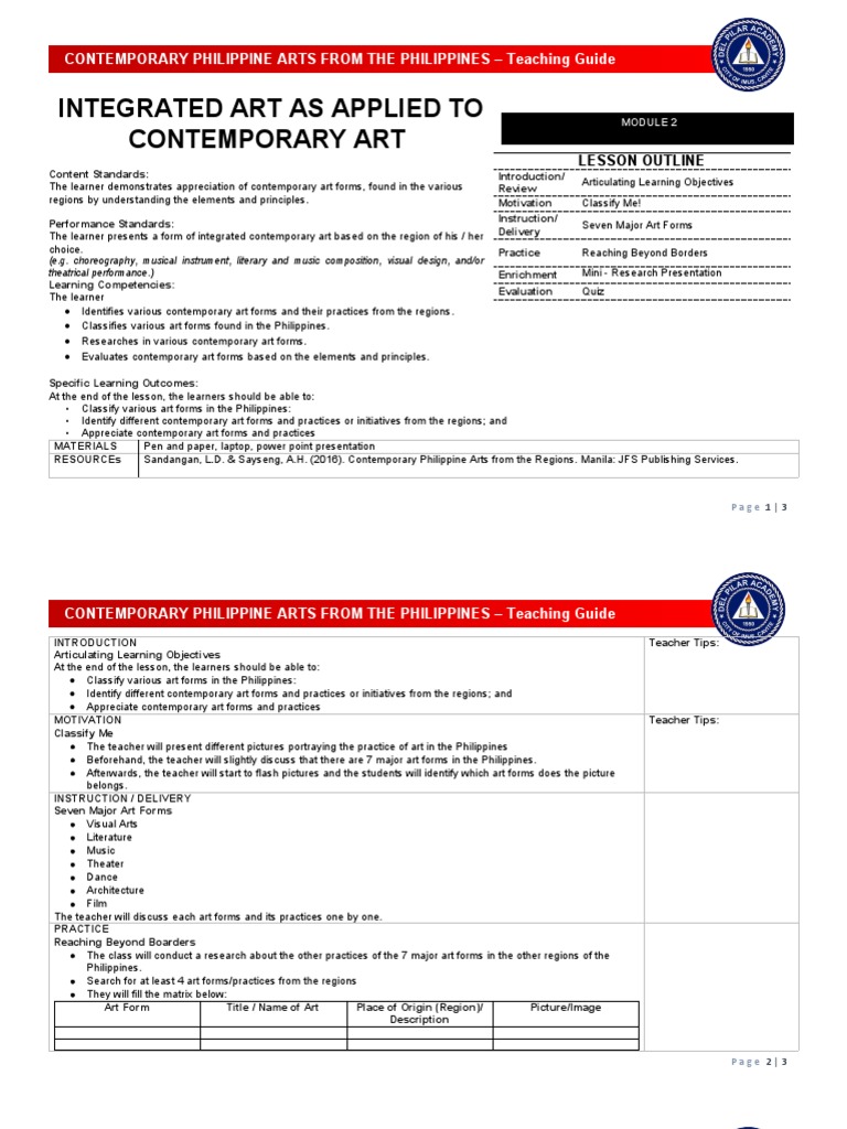Teaching Guide Contemporary Arts | PDF | Learning | Teachers
