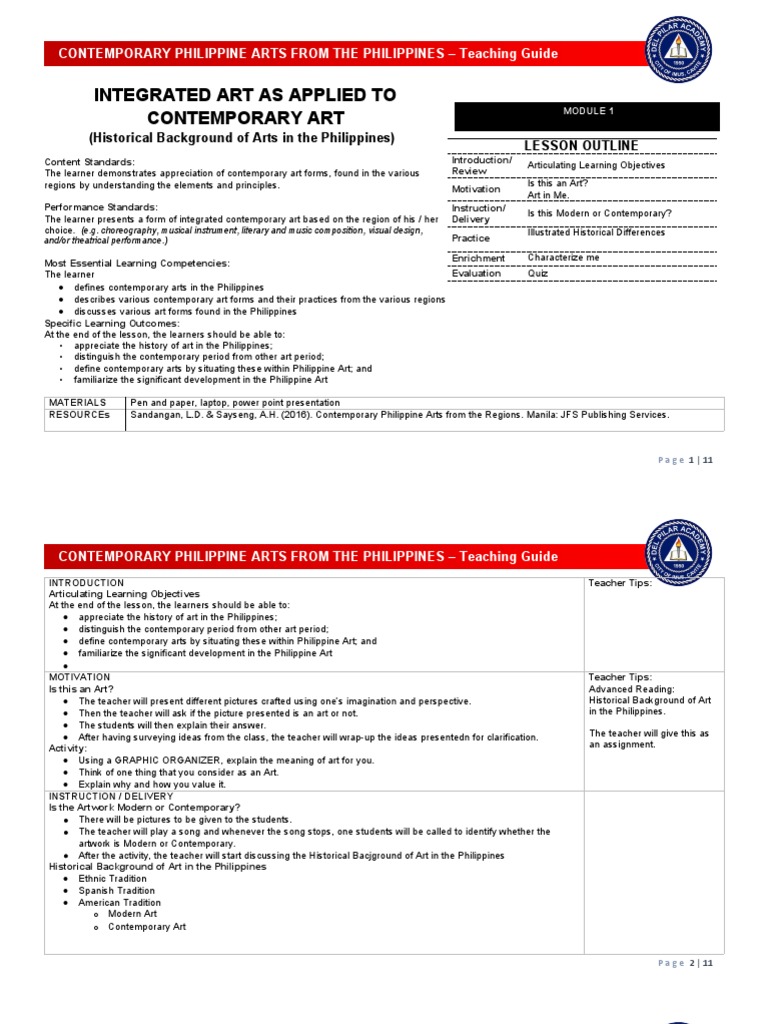 Teaching Guide Contemporary Arts | PDF | Teachers | Learning