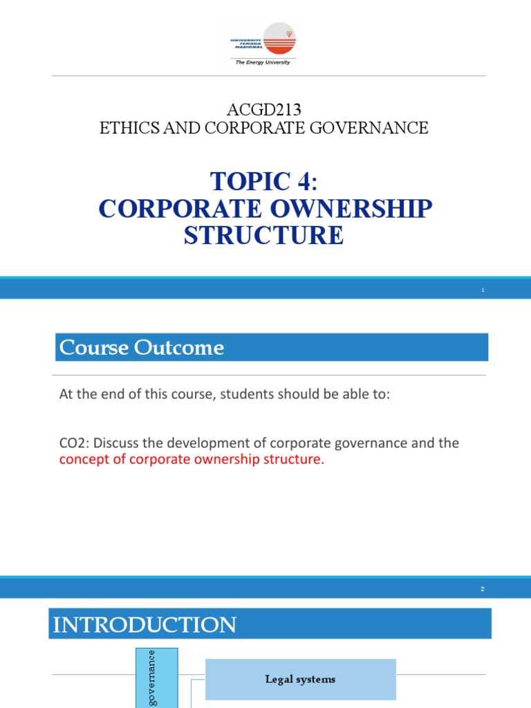 Topic 4 - Corporate Ownership Structure | PDF | Corporate Governance ...