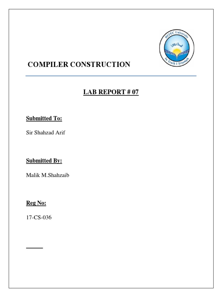 Compiler Construction: Lab Report # 07 | Download Free PDF | Formalism (Deductive) | Computer ...