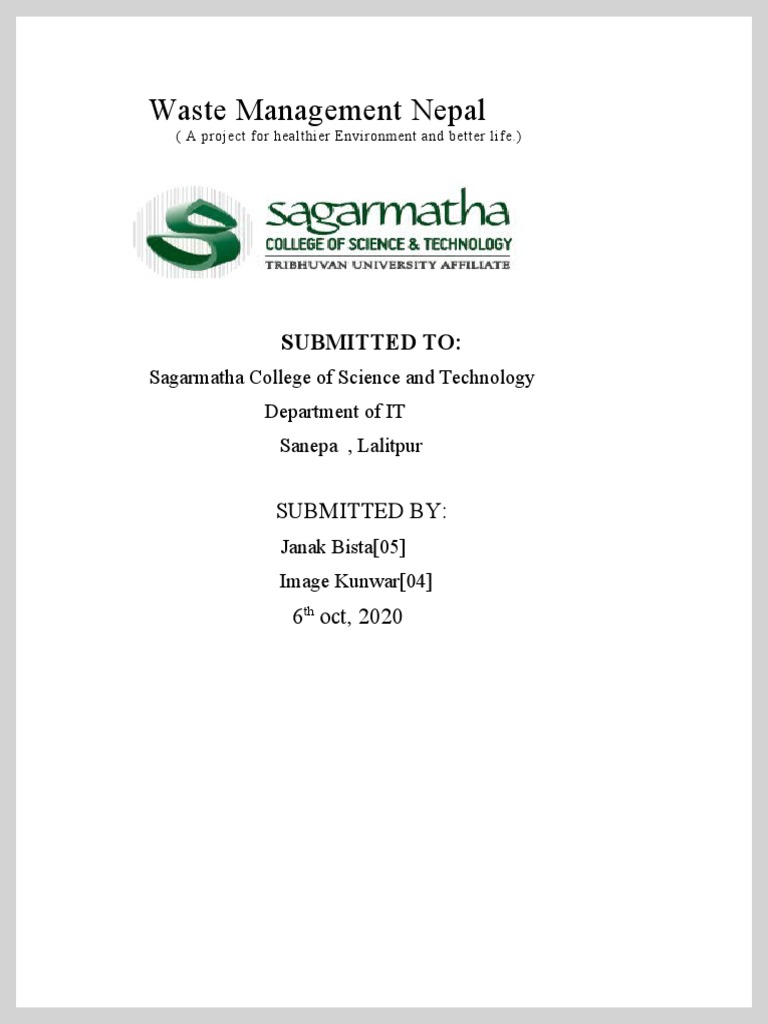 Waste Management Nepal Project Proposal | PDF | Waste Management | Web ...