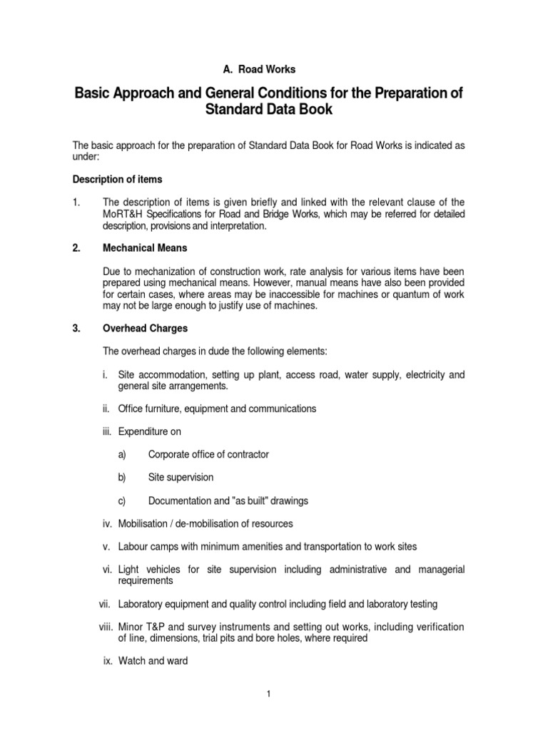 Standard Data Book for Road Works | PDF | Concrete | Road Surface