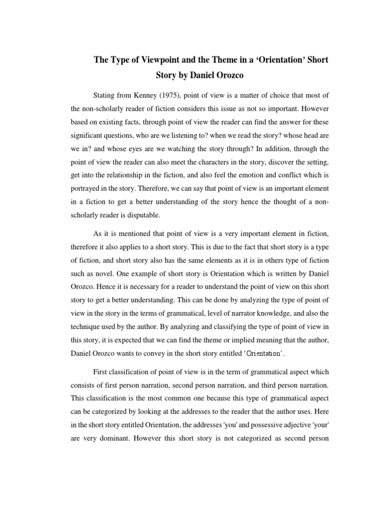 The Type of Viewpoint and The Theme in A Orientation' Short Story by ...