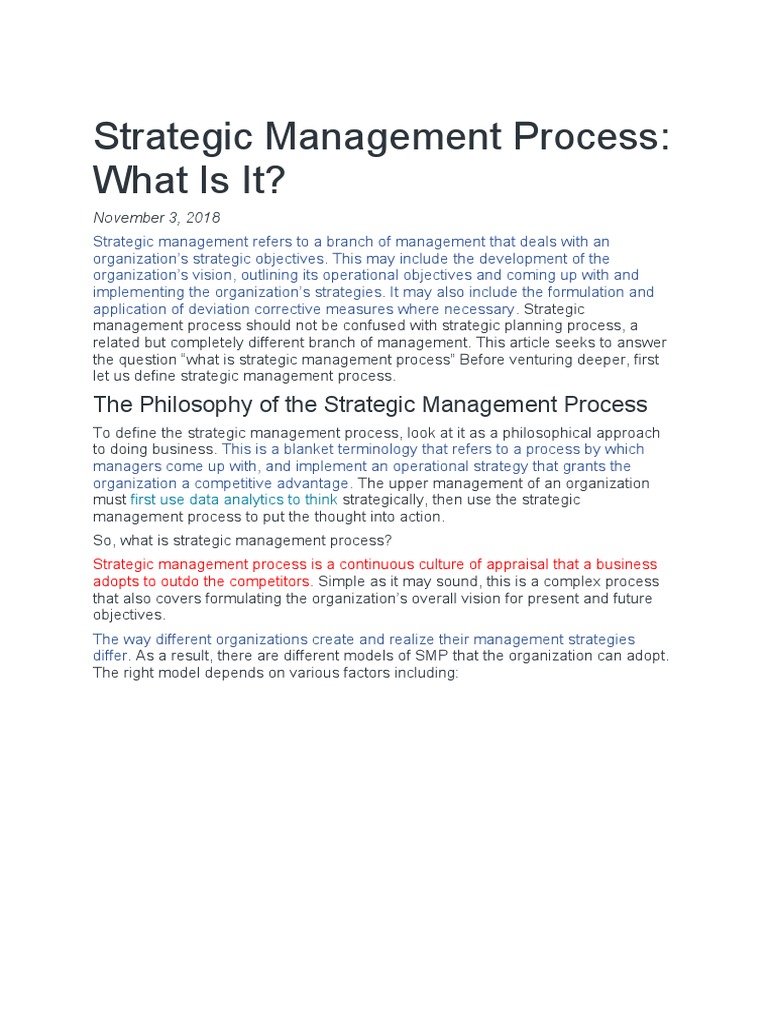 Strategic Management Process | PDF | Strategic Management | Swot Analysis