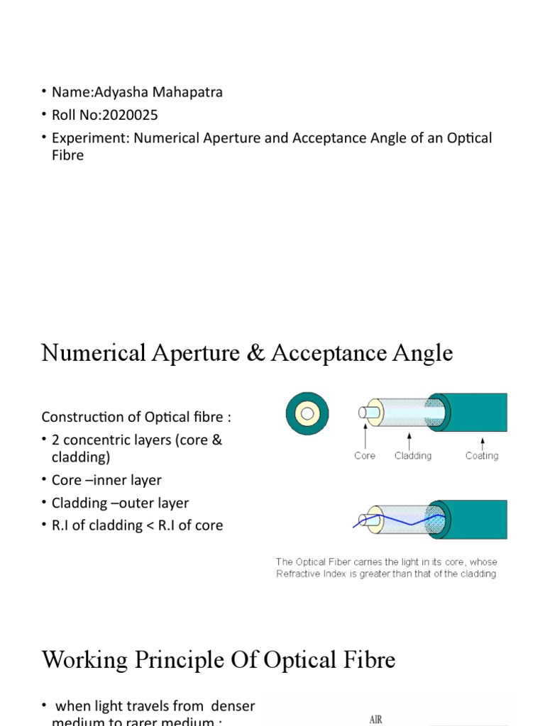 Numerical Aperture & Acceptance Angle | PDF | Optical Fiber | Optics