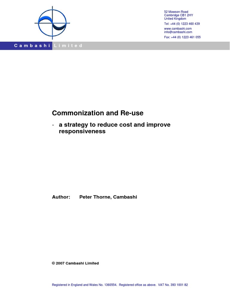 Commonization and Re-Use - Cambashi 72-47393 | PDF
