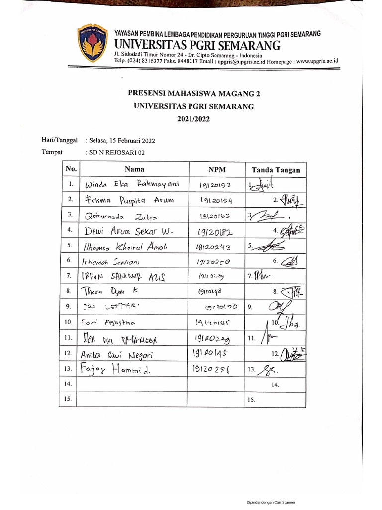 Presensi Magang 2 | PDF