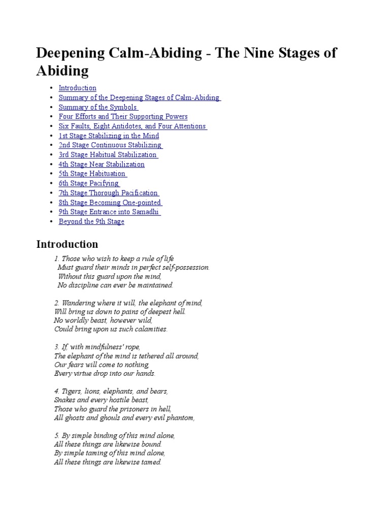 9 Stages of Calm Abiding | PDF | Vipassanā | Meditation