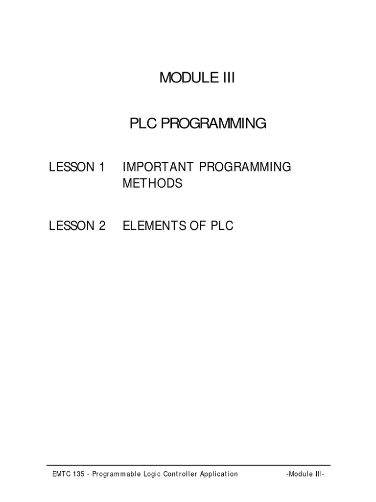 Module 3 Lesson 1 | PDF | Programmable Logic Controller | Programming