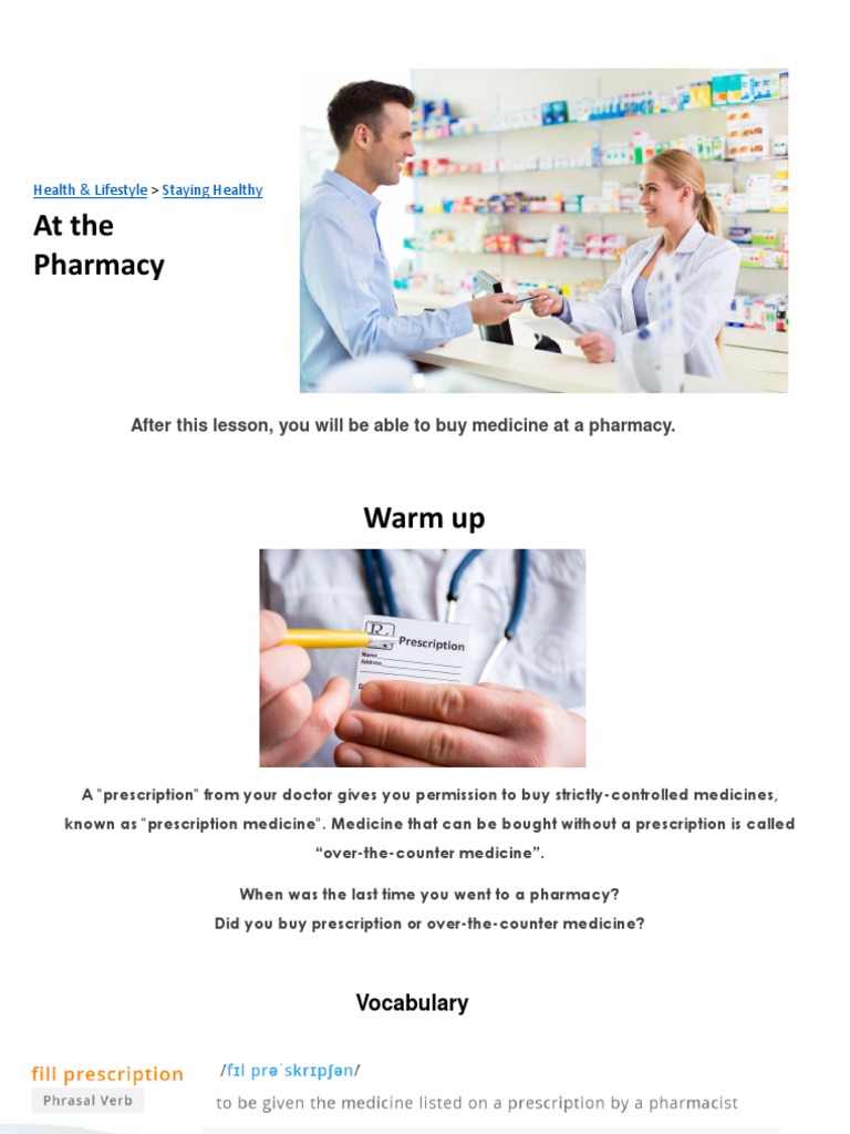 At The Pharmacy | PDF | Pharmacy | Prescription Drugs