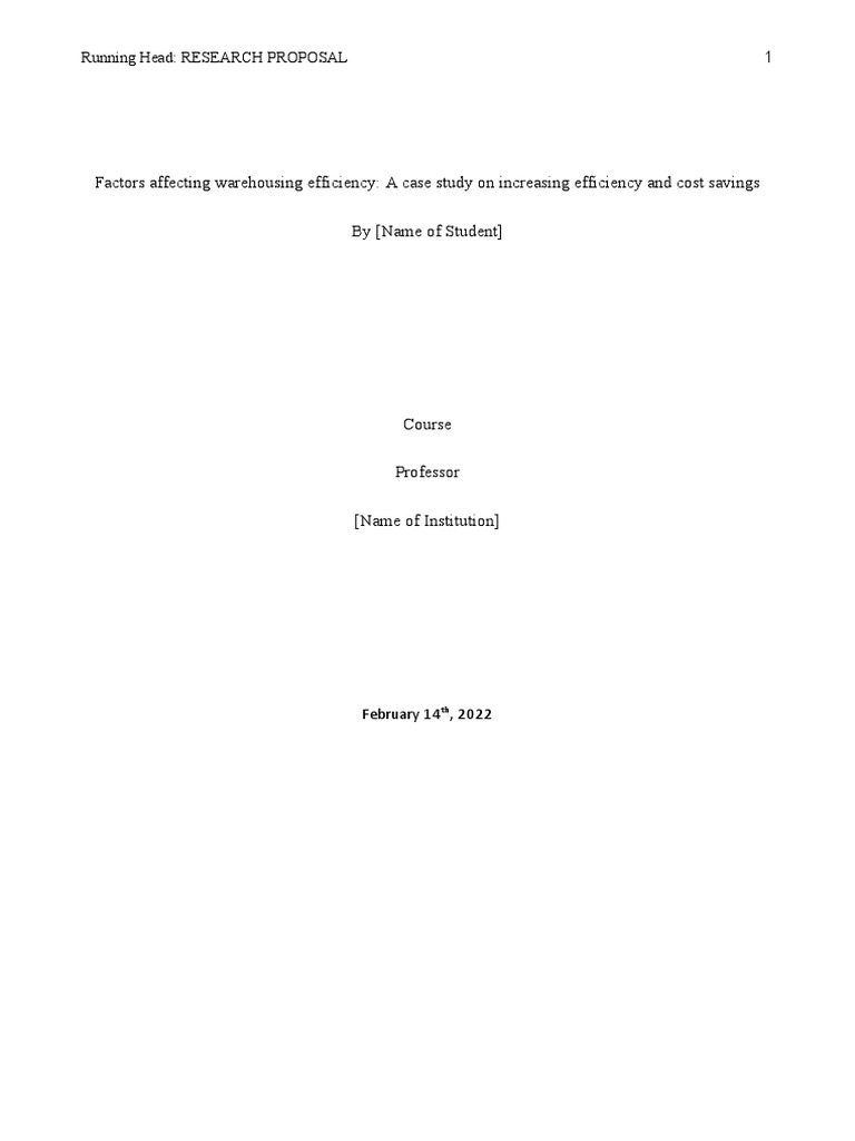 Research Proposal On Warehouse Effeciency | PDF | Warehouse | Logistics