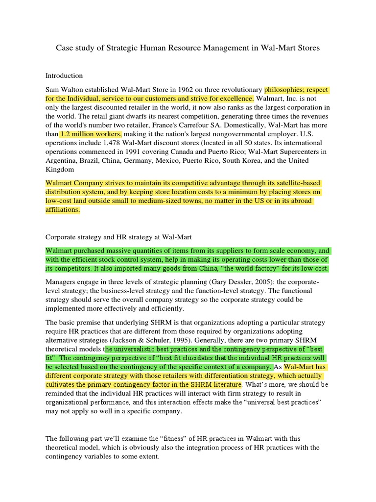 Walmart Case Study | PDF | Walmart | Employment