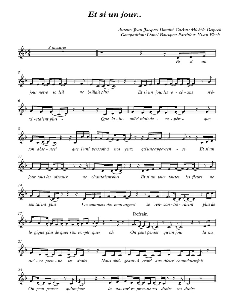 01 Partition Et Si Un Jour | PDF