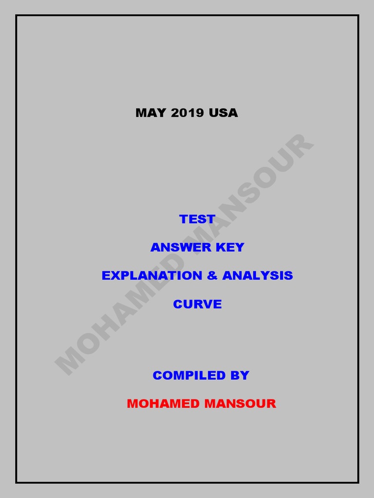 MAY 2019 USA: Test Answer Key Explanation & Analysis Curve | PDF ...