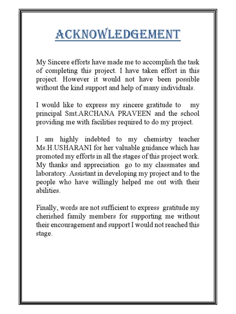 Chemistry Acknowledgement | PDF