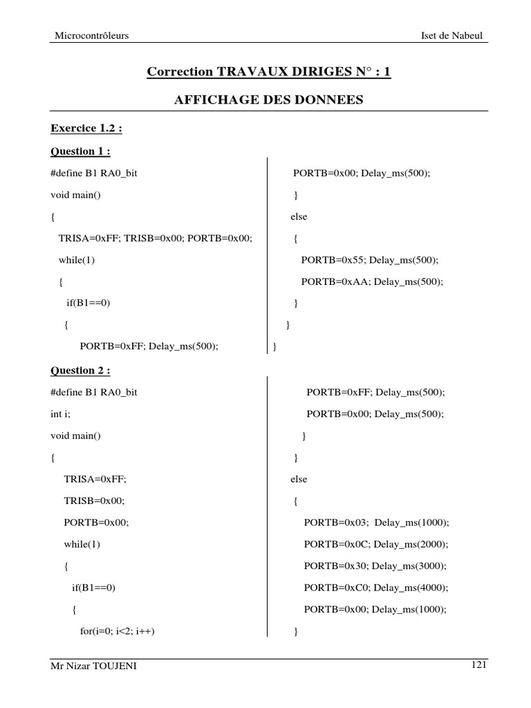 Correction TRAVAUX DIRIGES N°: 1 Affichage Des Donnees: Exercice 1.2 | PDF