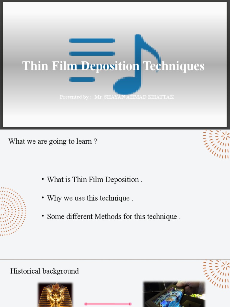 Thin Film Deposition Techniques | PDF | Sputtering | Chemical Vapor ...