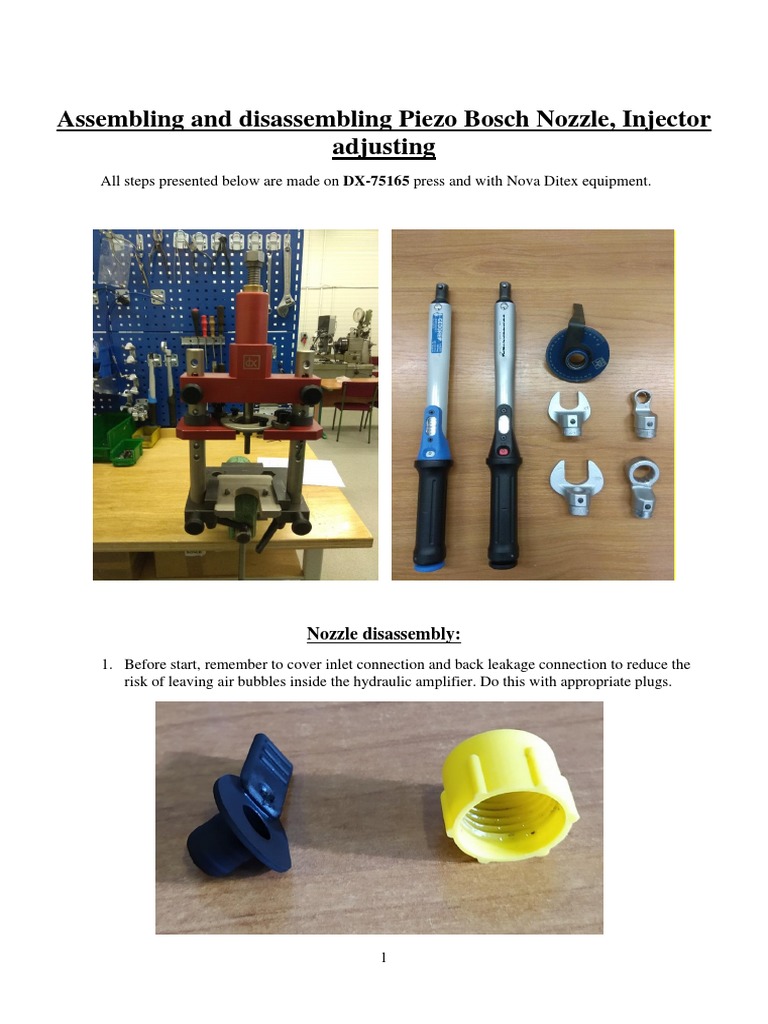 Piezo CR Bosch Manual - Nozzle Assembling Disassembling and Injector ...
