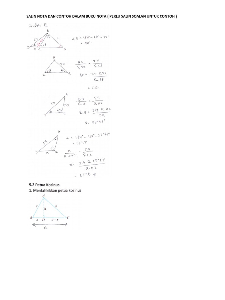 Salin Nota Dan Contoh Dalam Buku Nota (Perlu Salin Soalan Untuk Contoh ...