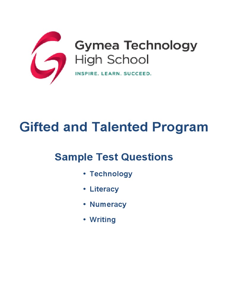 An Analysis of Sample Test Questions for a Gifted and Talented High ...