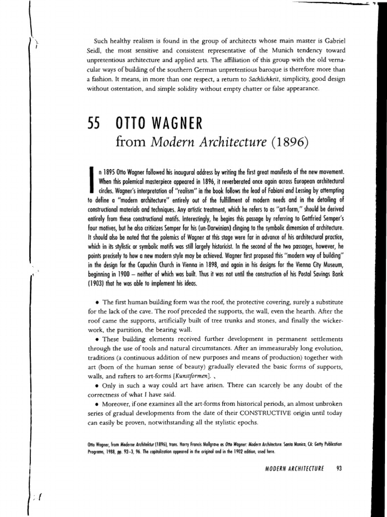 Otto Wagner's Modern Architecture Manifesto | PDF | Design | The Arts