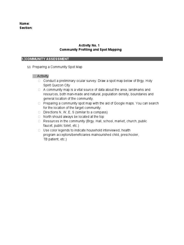Activity No. 1 - Community Profiling and Spot Mapping | PDF | Map