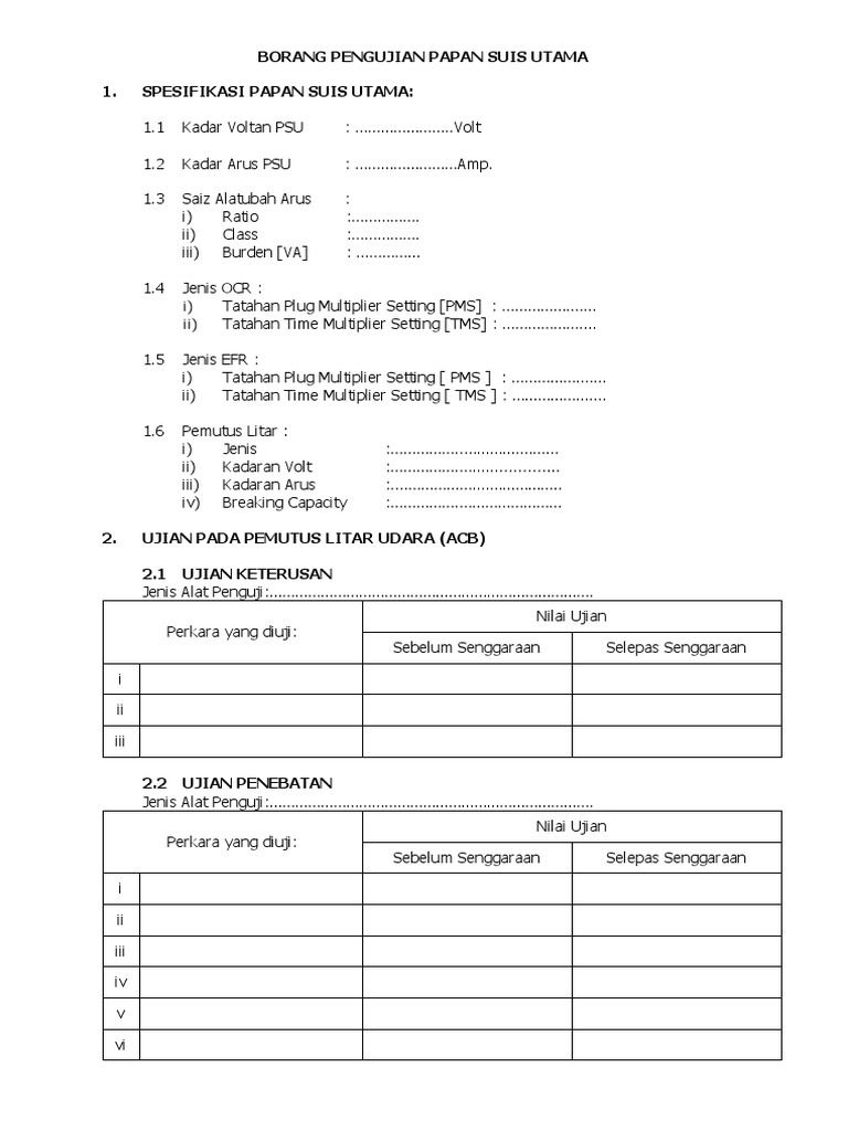 Borang Pengujian | PDF