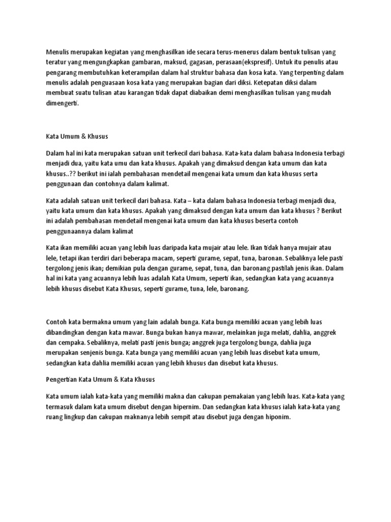 Kata Khusus Dan Kata Umum | PDF