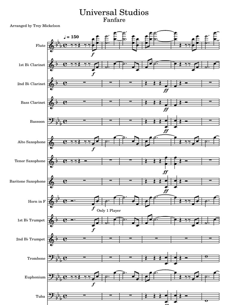 Universal Studios Fanfare Arranged by Trey Mickelson | PDF | Music ...