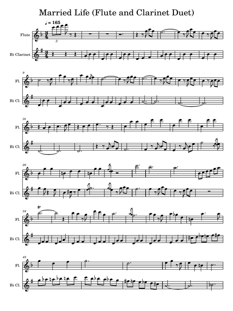 Married Life Flute and Clarinet Duet | PDF