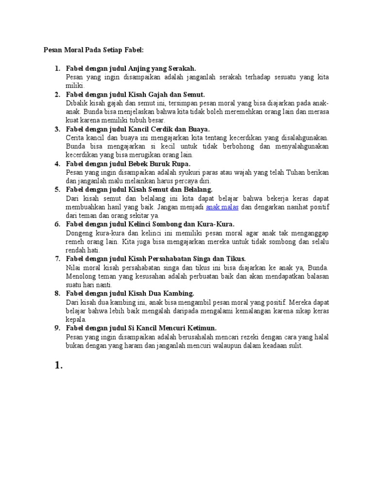 Kumpulan Fabel Singkat Untuk Materi Bab 2 Fabel Bagian B. | PDF | Fiksi ...