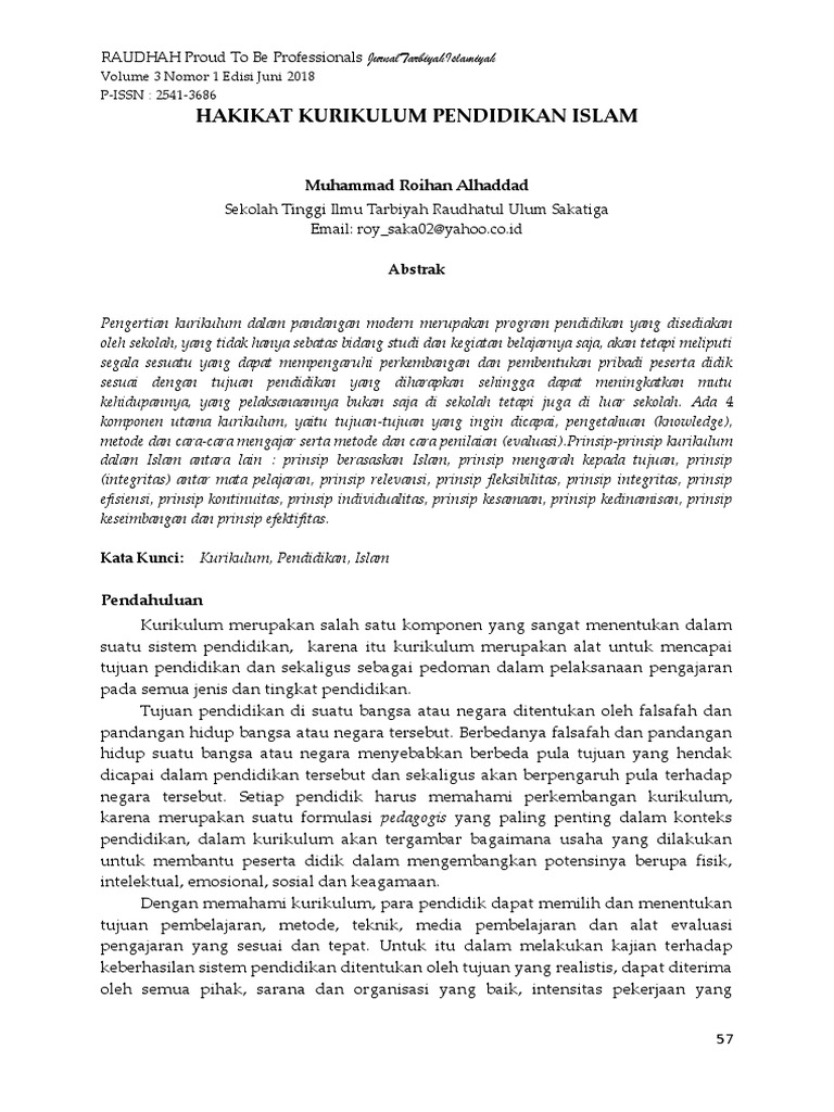 Hakikat Kurikulum Pendidikan Islam Aeca1ae5 | PDF