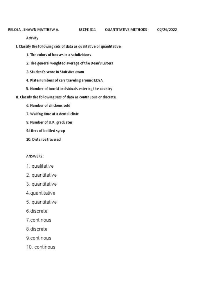 Relosa - 01 Activity 1 - Quantitative Methods | PDF Relosa - 01 Activity 1 - Quantitative Methods | PDF