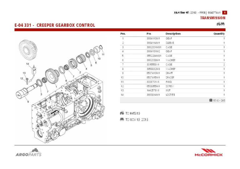 McCormick X6.4 Transmission Parts List | PDF | Transmission (Mechanics ...