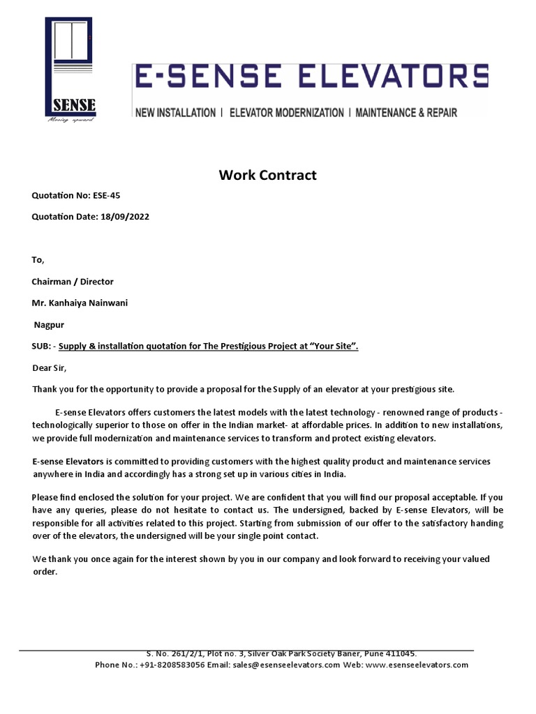 Elevators Quotation | PDF | Elevator | Door