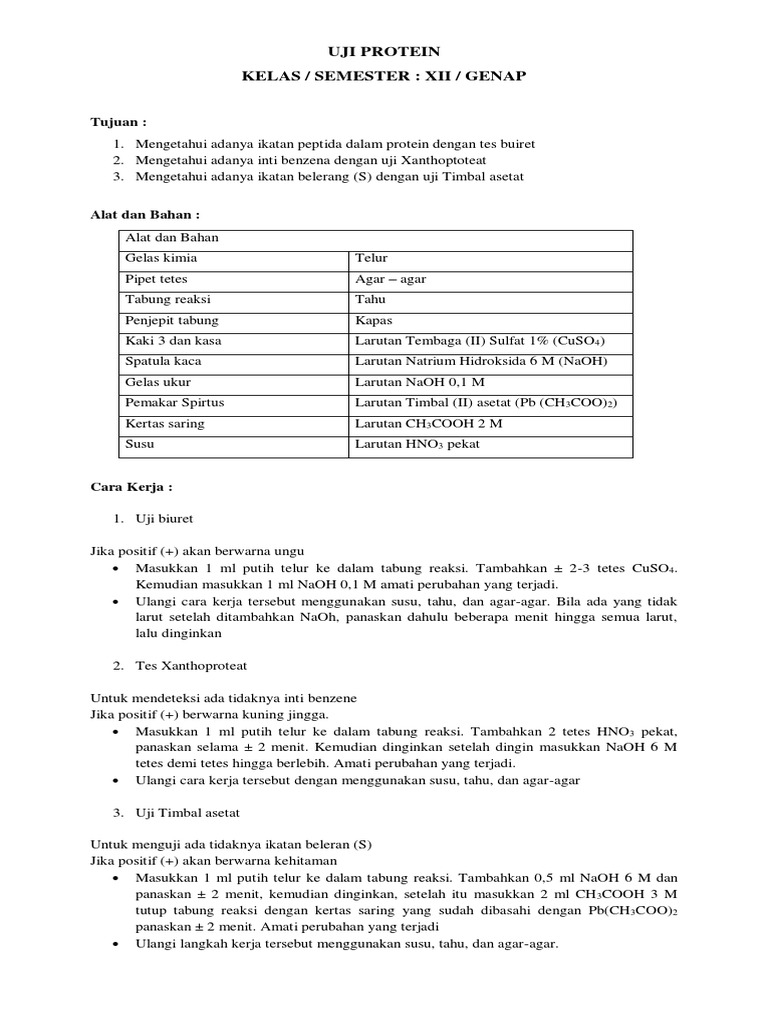 Uji Protein dengan Timbal II Asetat | PDF | Sains & Matematika