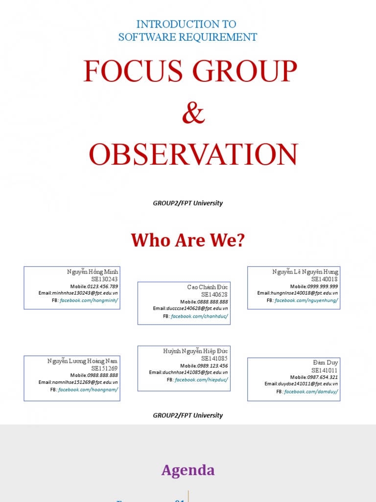 Focus Group & Observation: Introduction To Software Requirement | PDF | Focus Group | Cognitive ...
