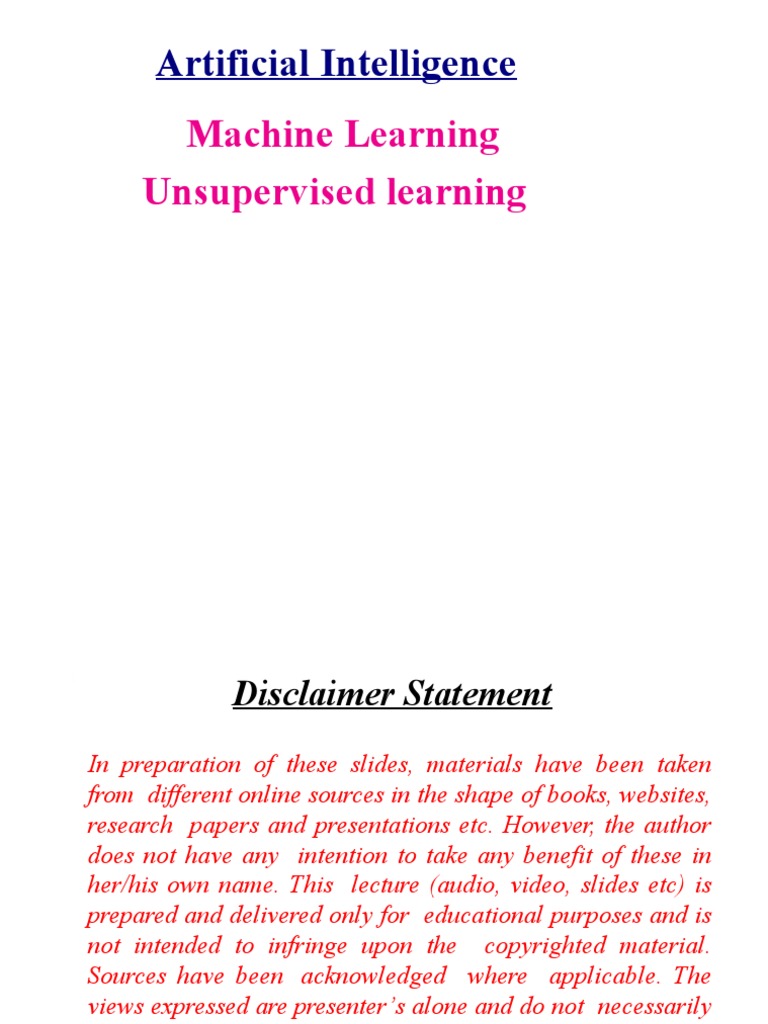 Unsupervised Learning | PDF | Cluster Analysis | Computer Science