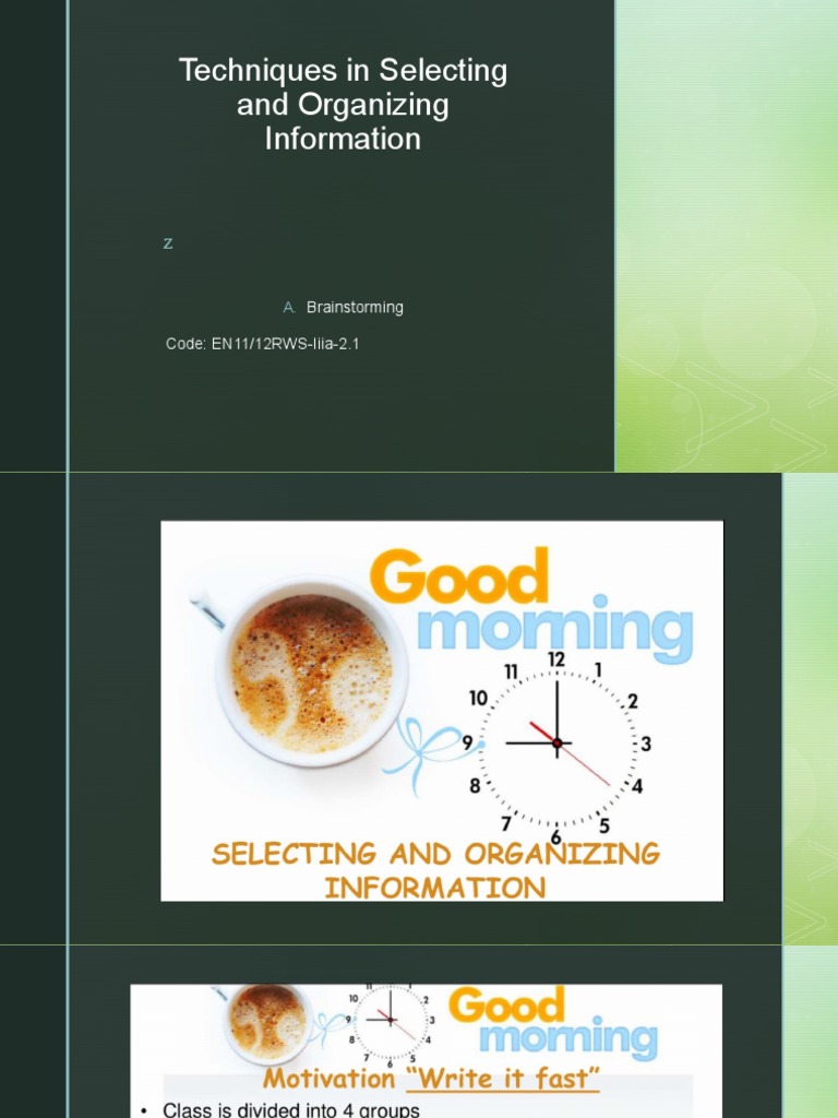 Techniques in Selecting and Organizing Information | PDF
