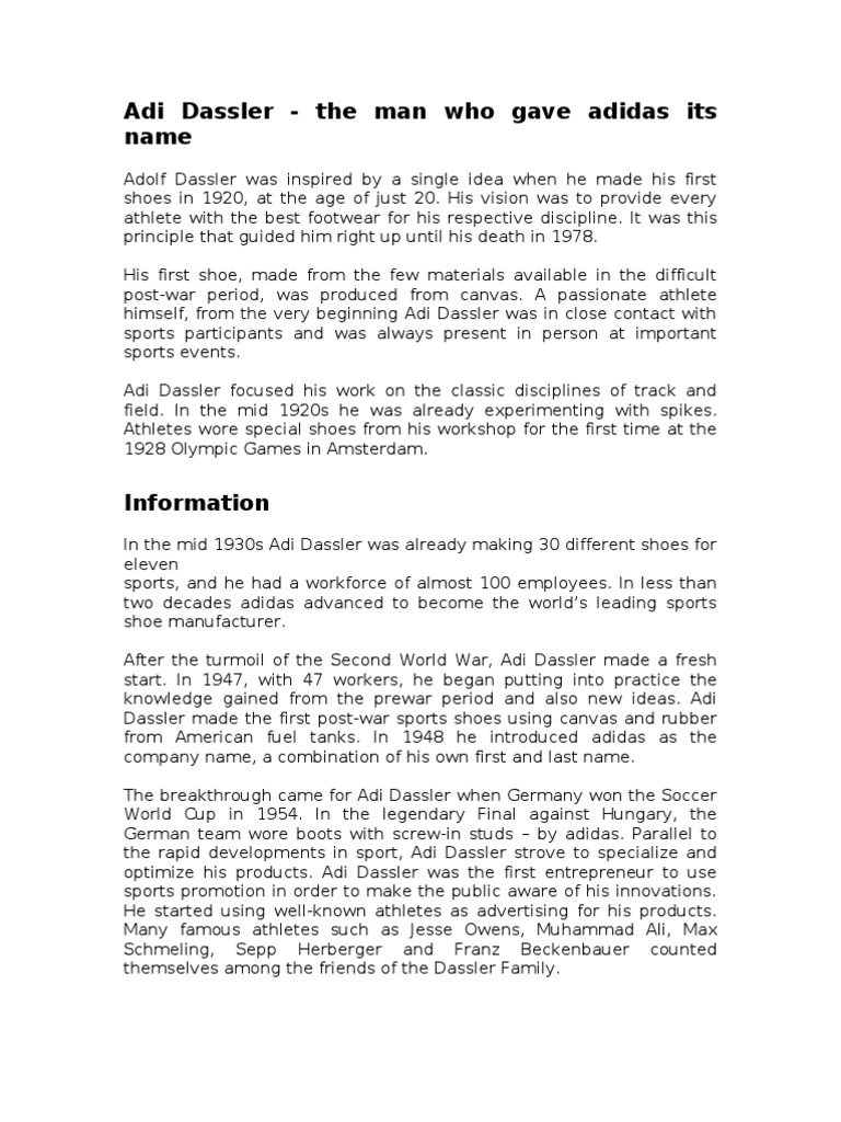 Adidas History | PDF | Adidas | Shoe