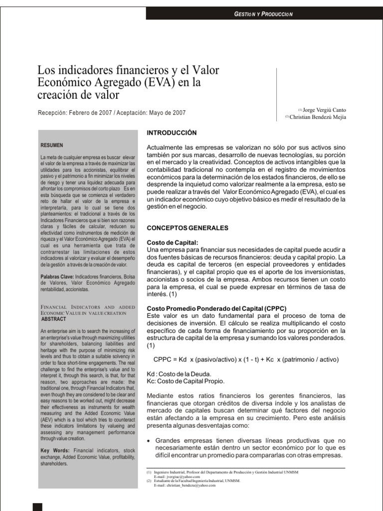 EVA | PDF | Compartir (Finanzas) | Capital (economía)