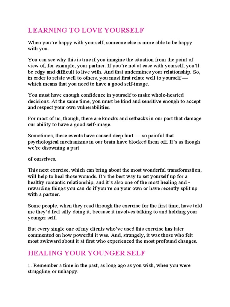 Learning To Love Yourself | PDF | Human Nature | Psychological Concepts