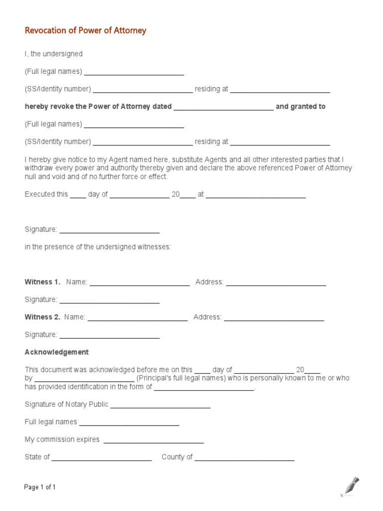 Power of Attorney Revoke | PDF