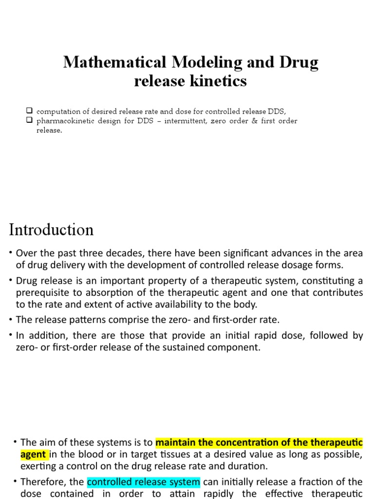 Mathematical Models in Drug Release Kinetics | PDF | Diffusion ...