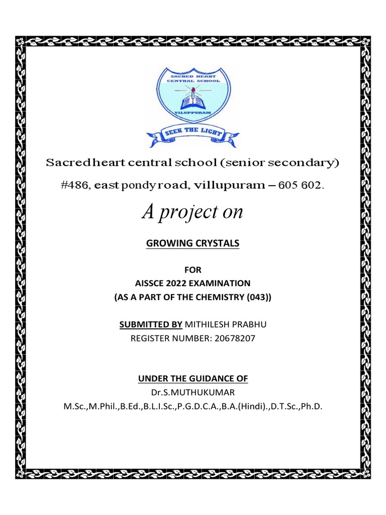 Chemistry Project 2021-22 Final | PDF | Crystallization | Foam