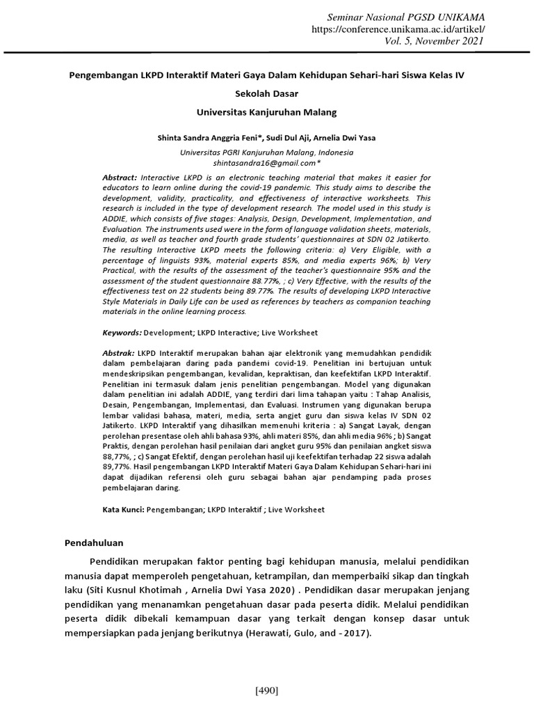 Pengembangan E-LKPD Materi Gaya Kelas IV | PDF