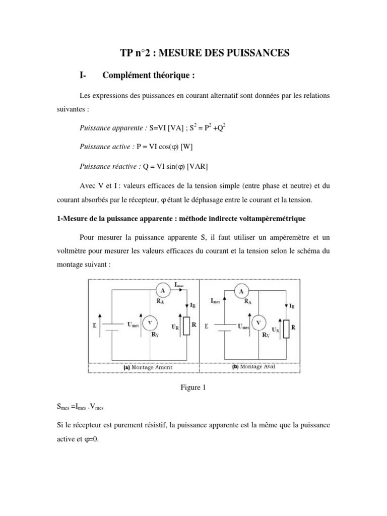 TP Mesure Des Puissances | PDF | Moyenne quadratique | Condensateur