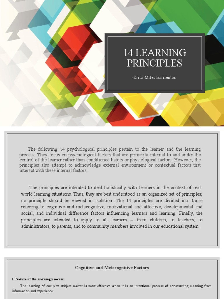 14 Learning Principles: - Erica Miles Barrientos | PDF | Learning ...