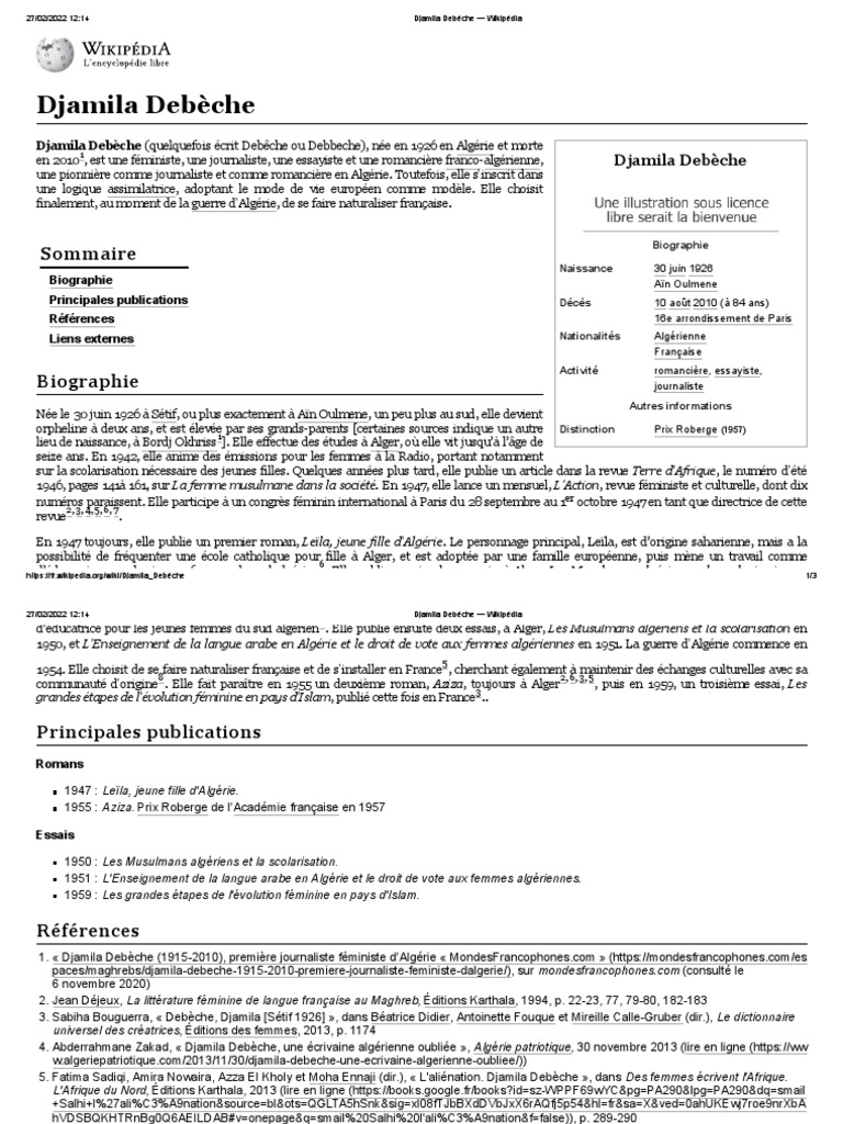 Djamila Debèche - Wikipédia | PDF