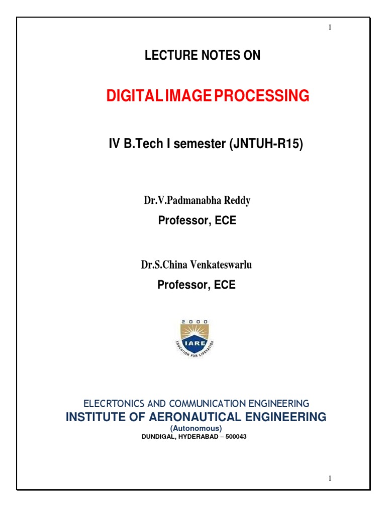 Digital Image Processing Lecture Notes | PDF | Eye | Image Resolution